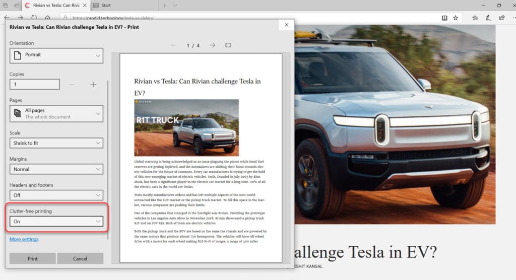 How to print a webpage without ads on Chrome, Firefox, Edge and Safari?