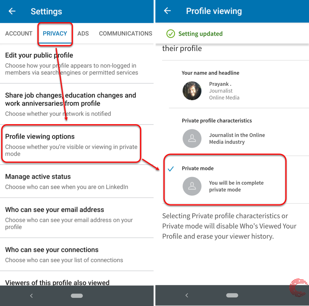 How to view profiles anonymously on LinkedIn?
