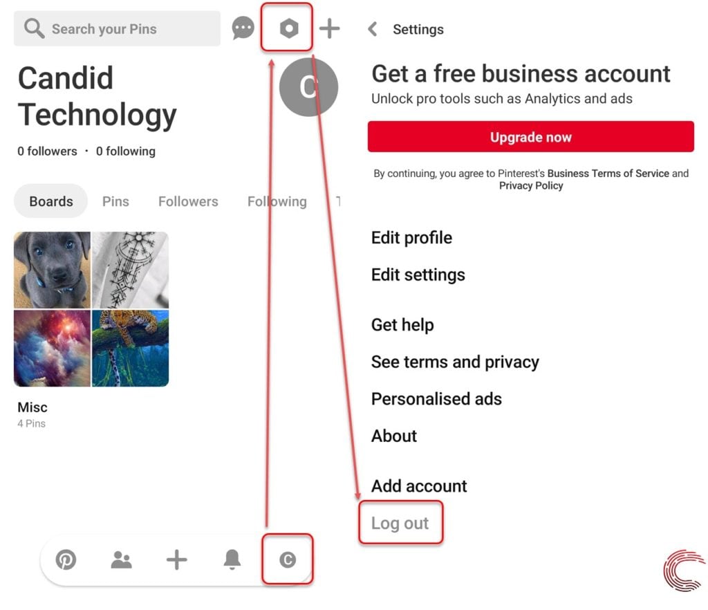 How to logout of your ?Pinterest account