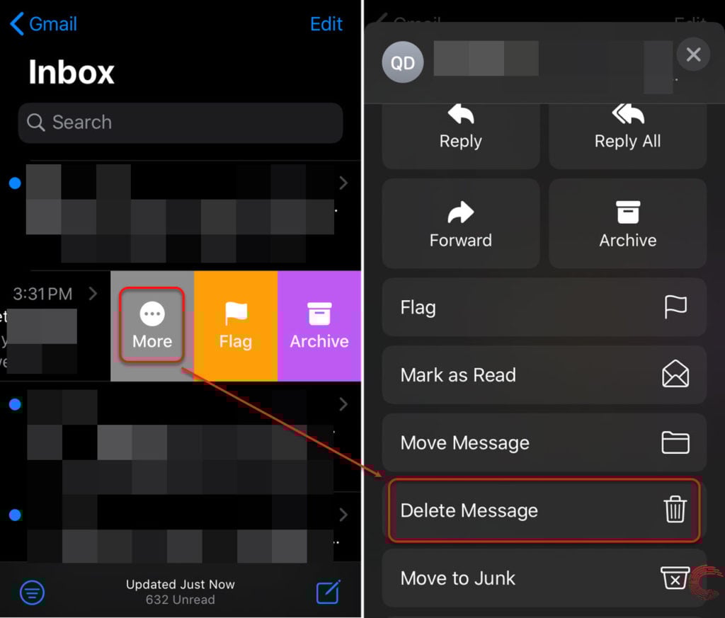 How to delete emails on iPhone?