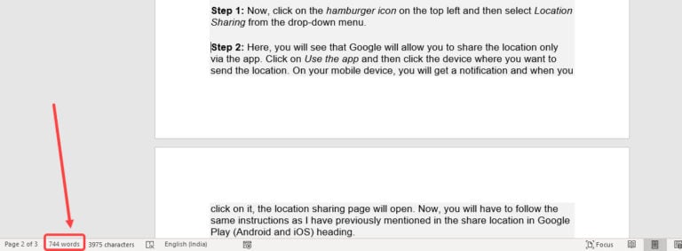 How to find word count in Microsoft Word?