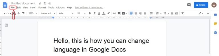 How to change the language in Google Docs?