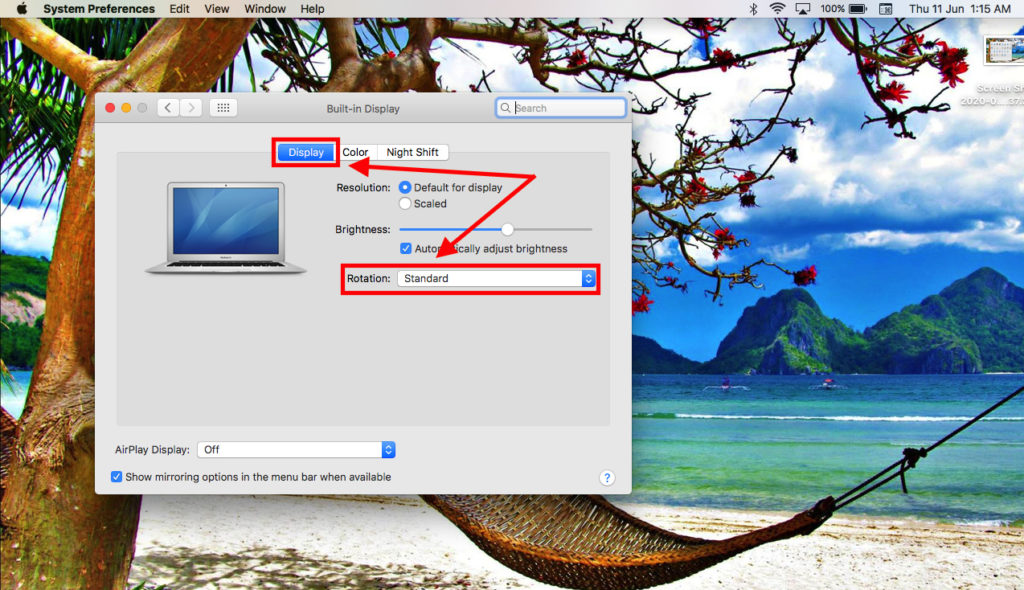 How to rotate the screen on Macbook?