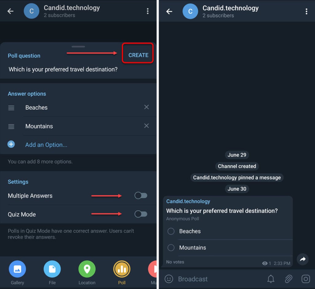 How to create a poll in Telegram?