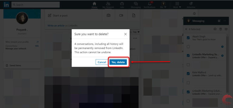 How to delete LinkedIn messages?