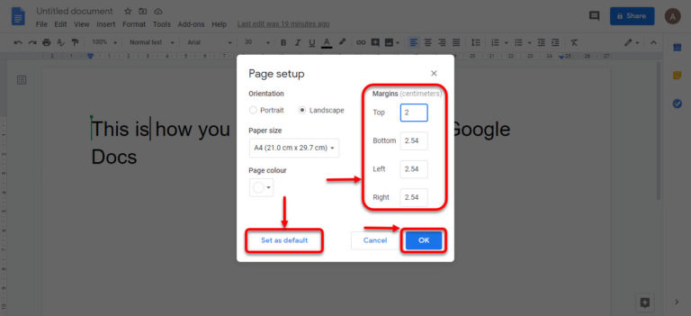 How to change margins in Google Docs?