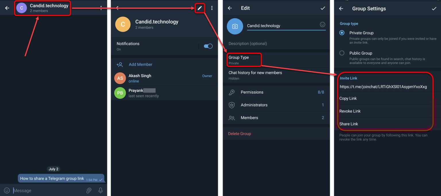 How to share a Telegram group link?