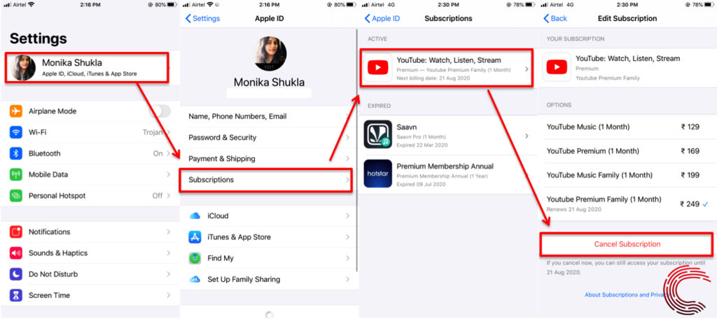 How to manage subscriptions on the iPhone?