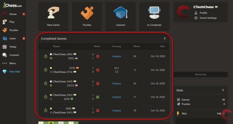How to check old matches on Chess.com?