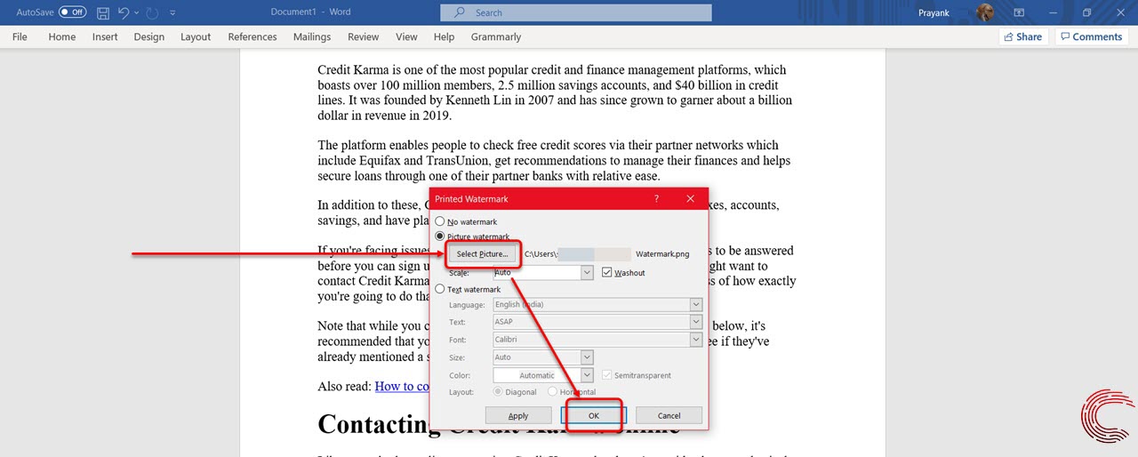How to add a watermark in Microsoft Word?