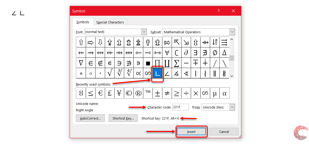 How To Insert The angle Symbol In Word 