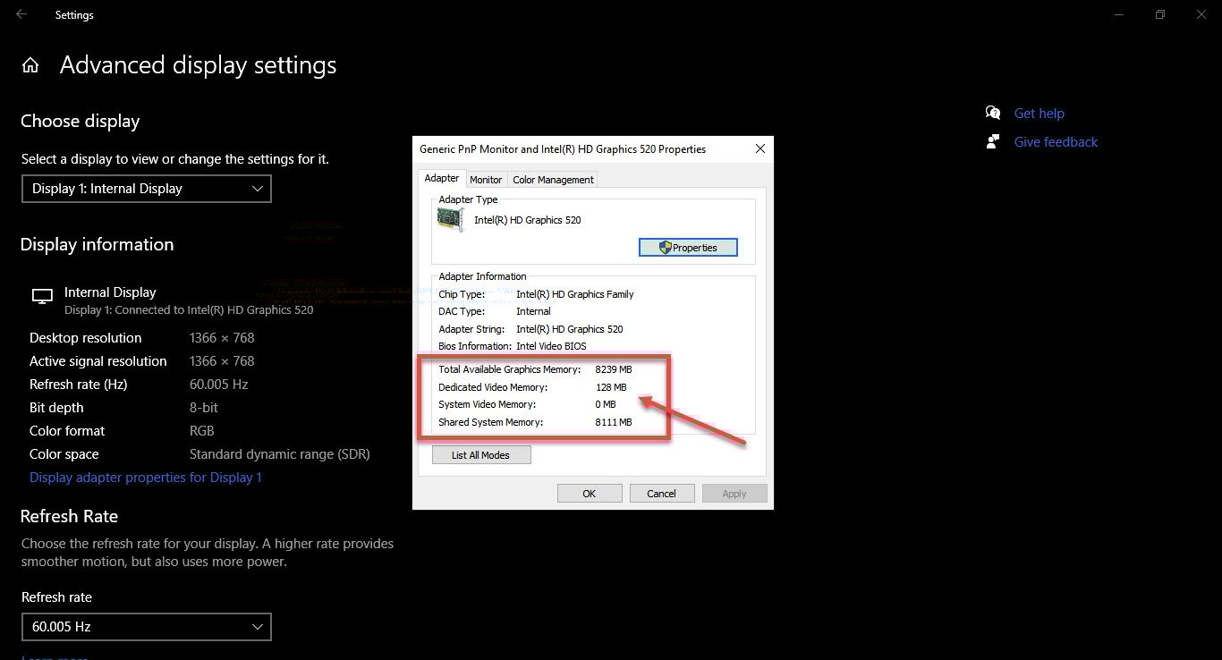 How to check VRAM in Windows 10?