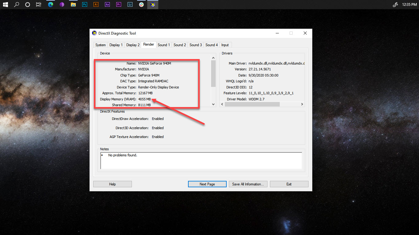 How to check VRAM in Windows 10?