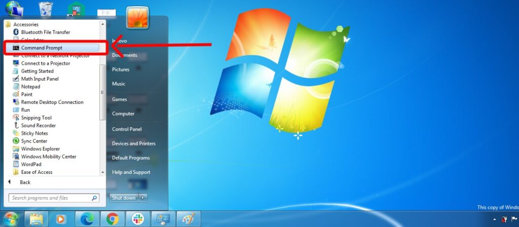 How to open the Command Prompt in Windows 7?