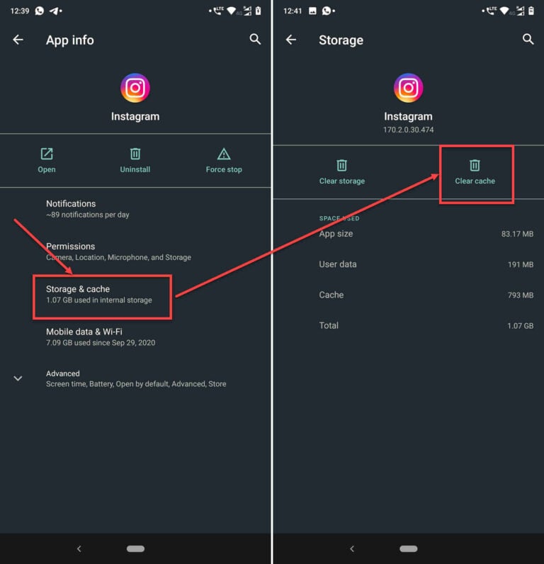 How to clear cache on Instagram?