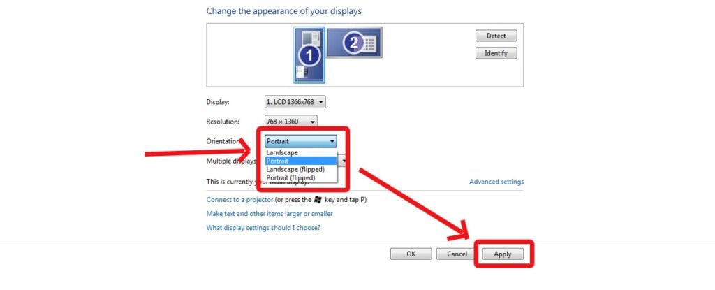 How to rotate the screen in Windows 7?
