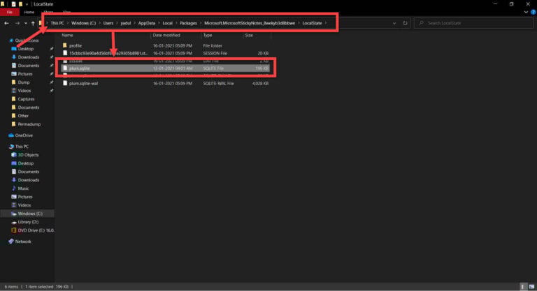 Where are Windows 10 Sticky Notes stored?