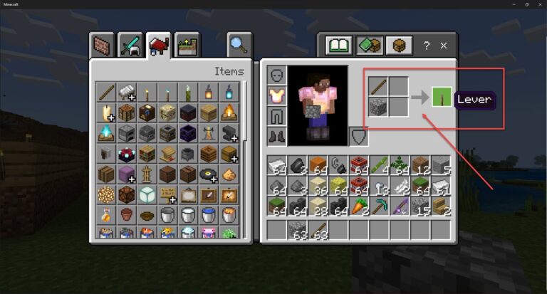 How to make a lever in Minecraft?