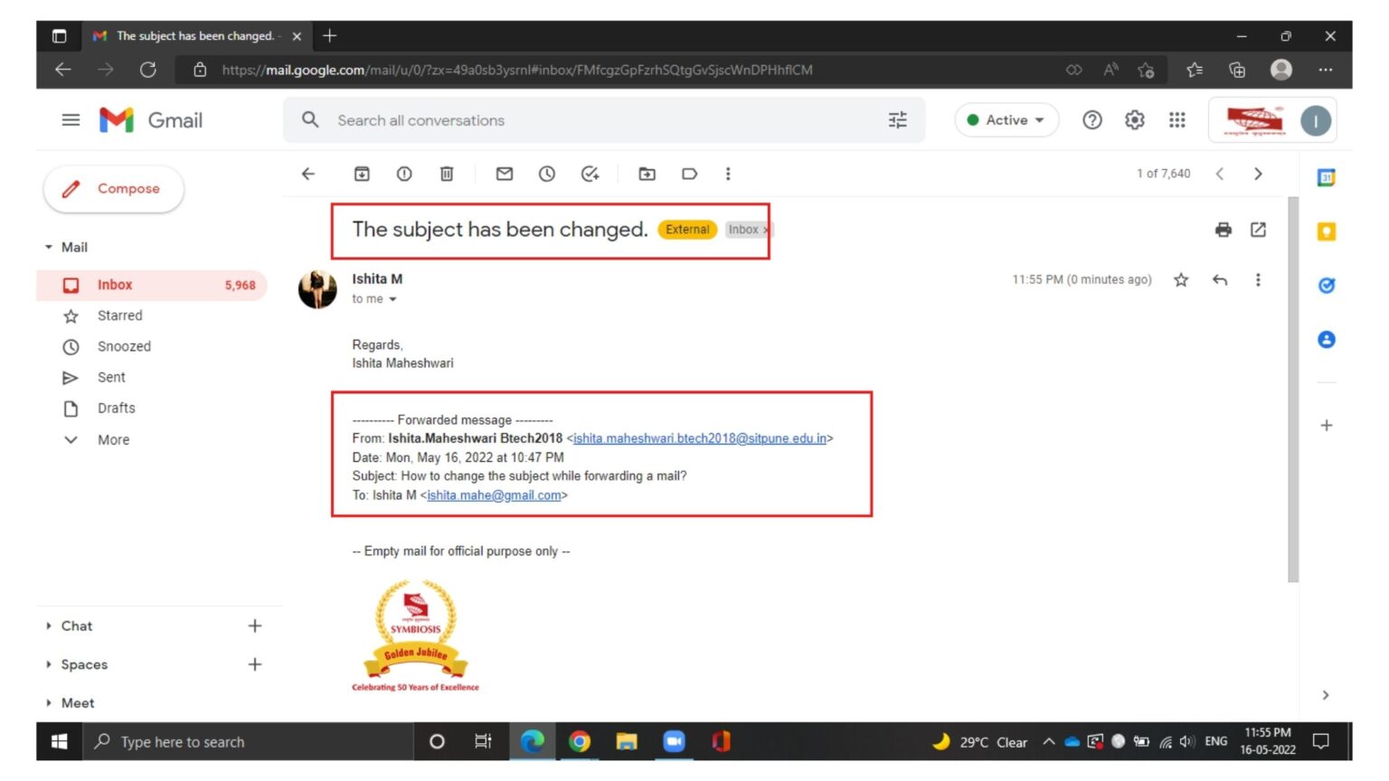 How to change the subject line when forwarding an email on Gmail?