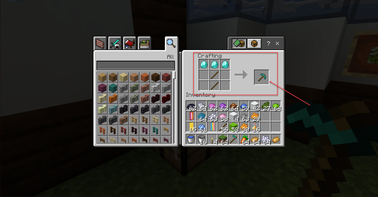 How to craft a Diamond Pickaxe in Minecraft?