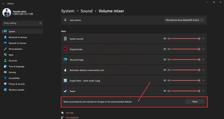 How to reset all audio settings in Windows 11?