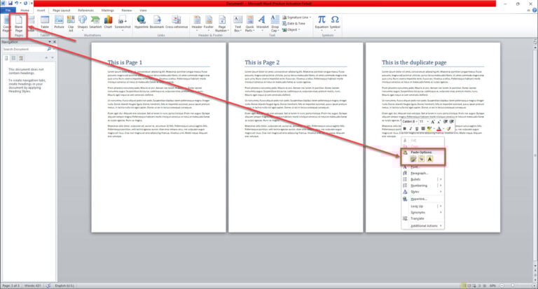 How to duplicate a page in Word?