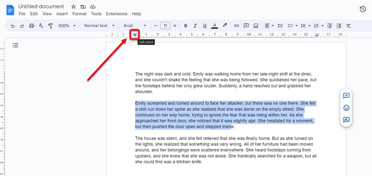 How to create a block quote in Google Docs?