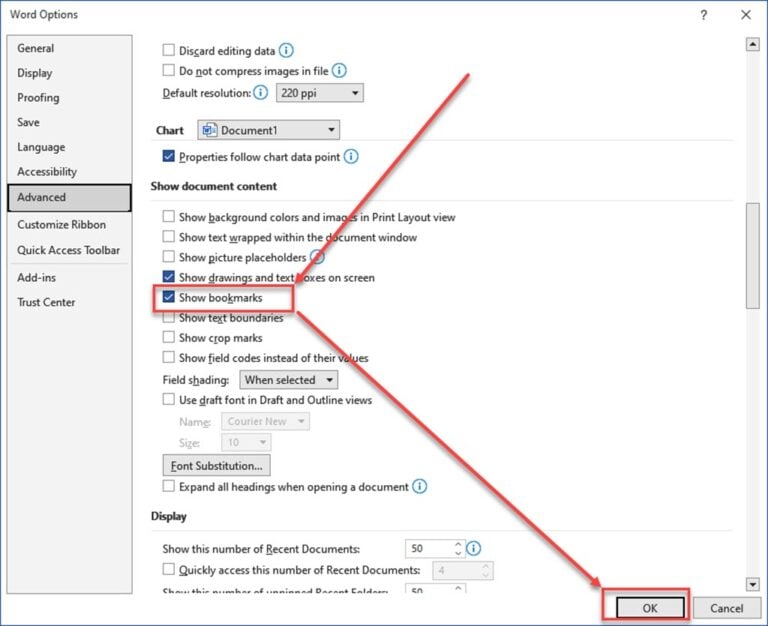 How to create a bookmark in Word?