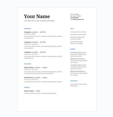serif-resume-template | Candid.Technology