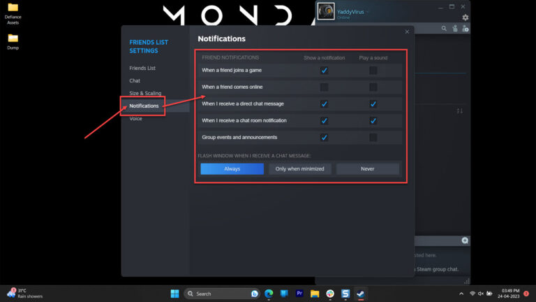 How to turn off Steam notifications?