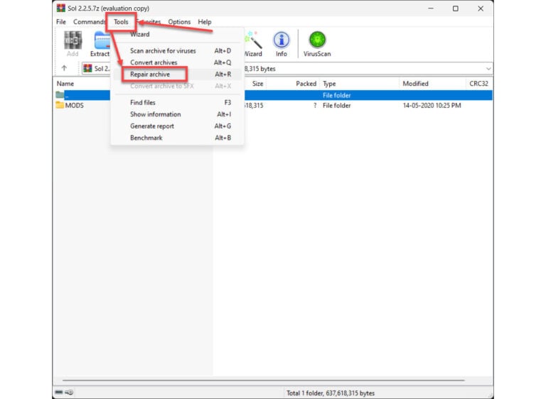 How to fix WinRar diagnostic message?