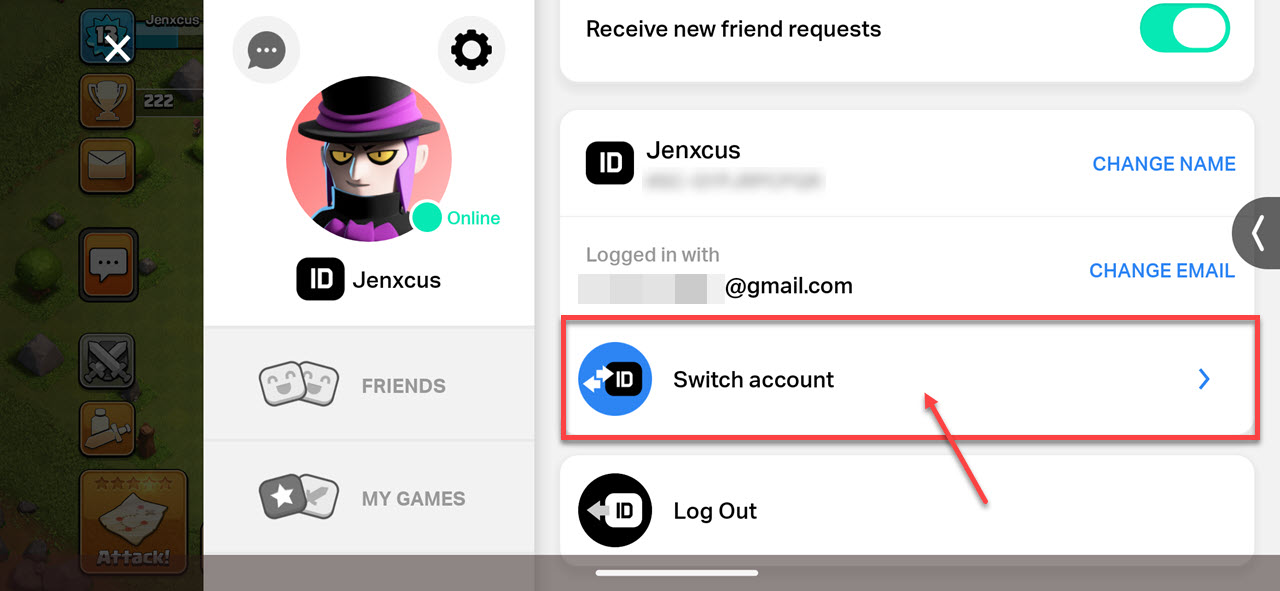 How to switch Clash of Clans account?