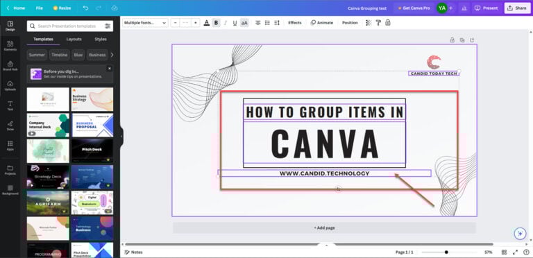 How to group on Canva?