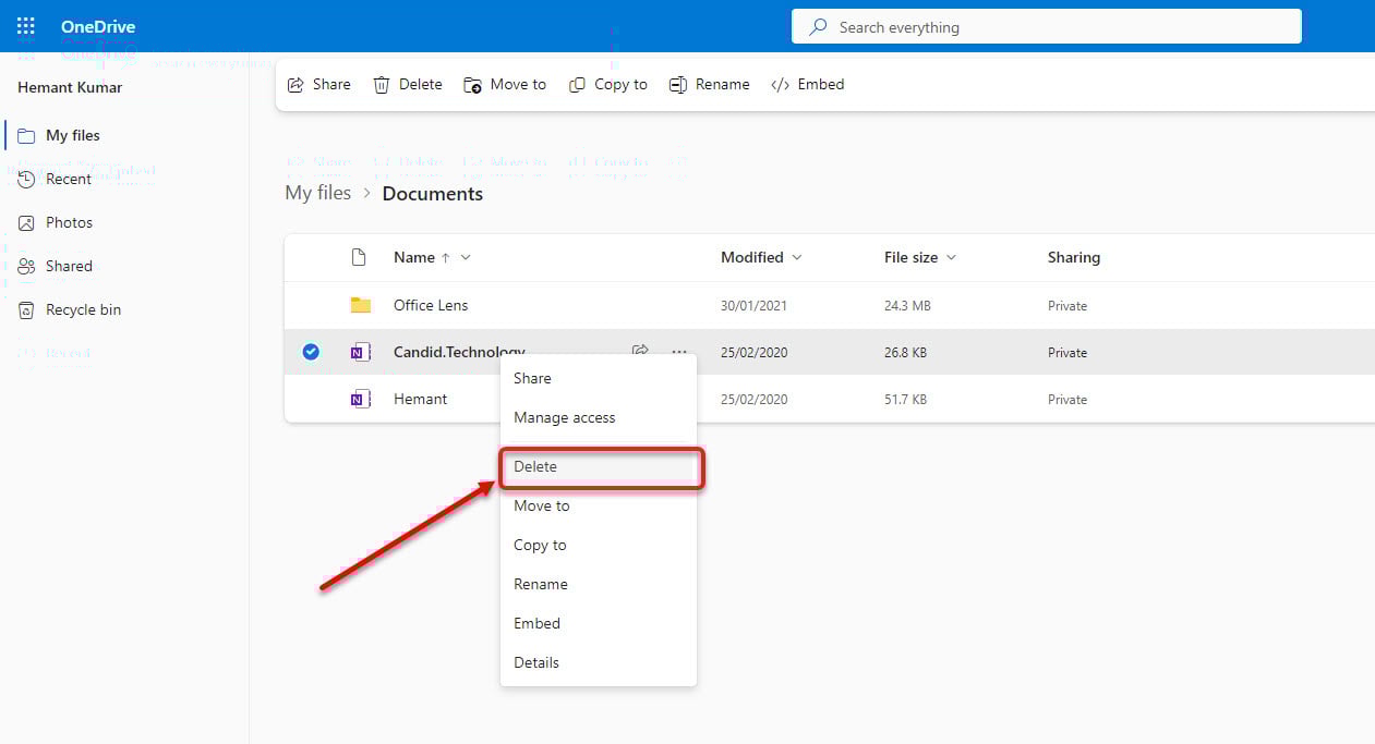 How to delete a doc in Word?