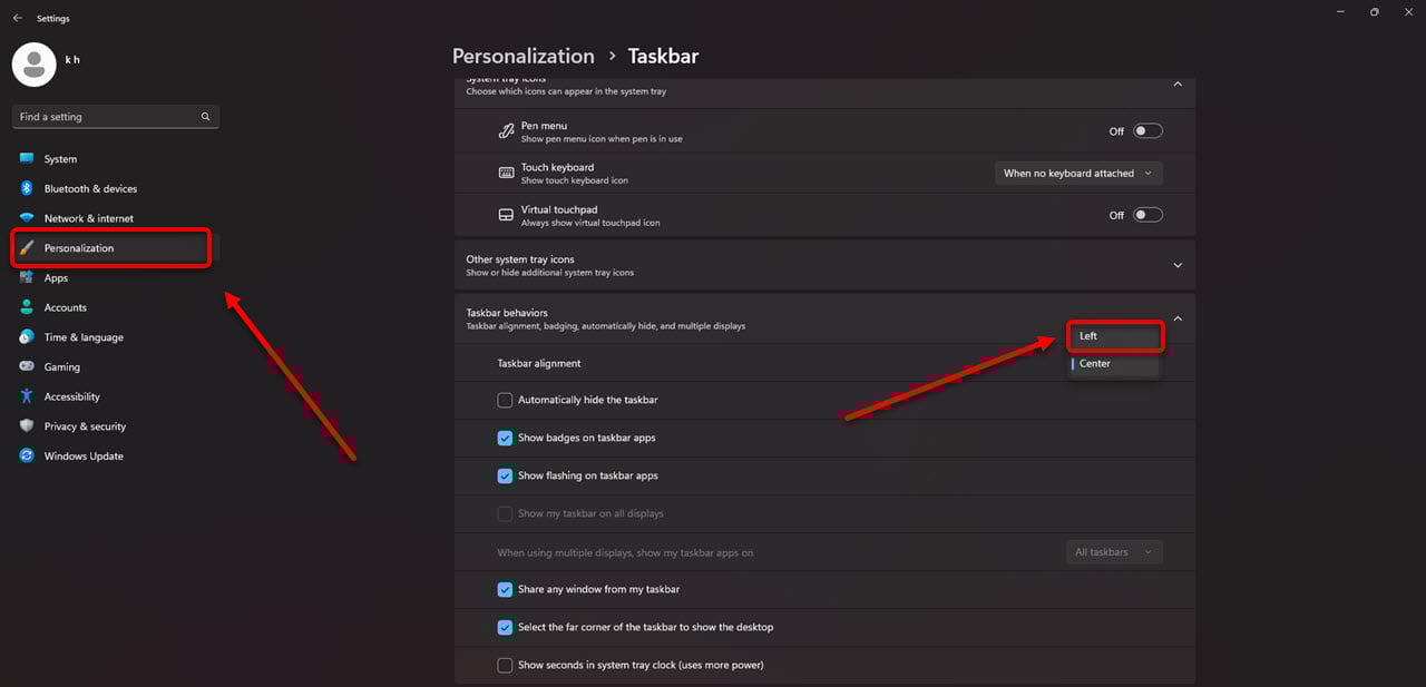 TaskbarLeftWindows11-ss1 | Candid.Technology