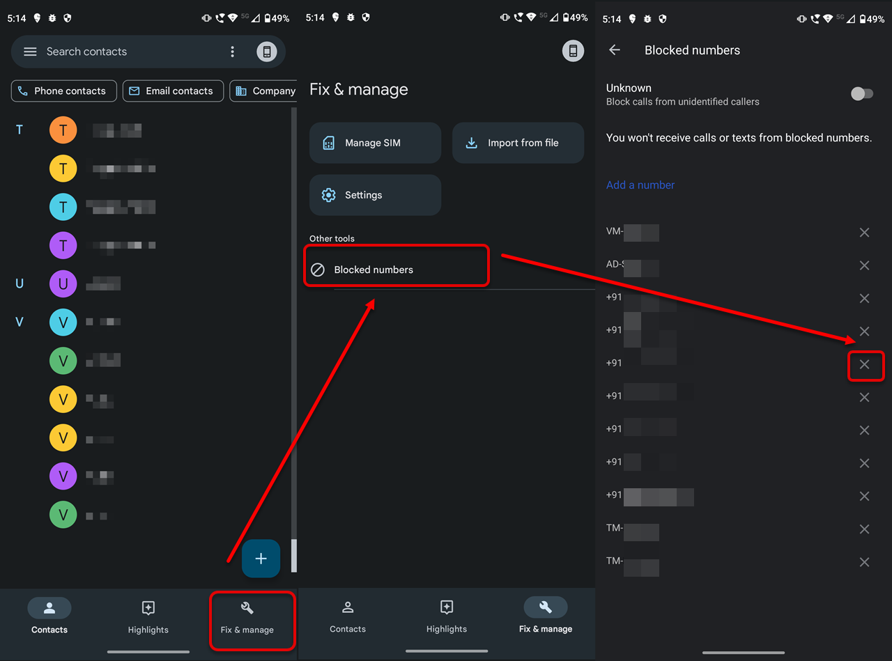 How to see blocked numbers on Android?