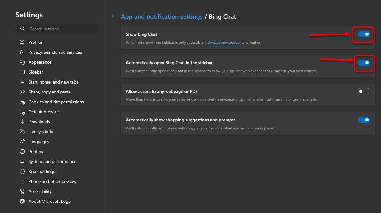 How to disable the Bing button in Edge?