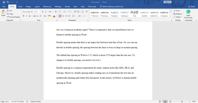 How to format to double spacing in Word?
