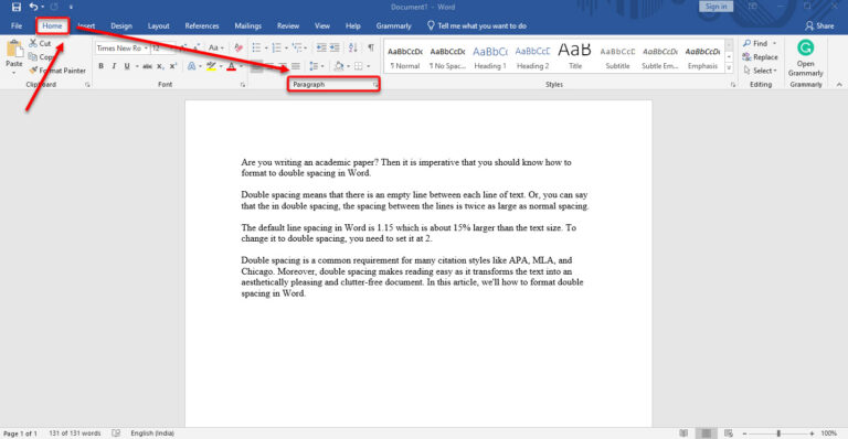 How to format to double spacing in Word?