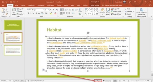 How to add notes in PowerPoint?