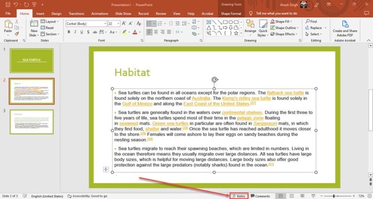 How to add notes in PowerPoint?