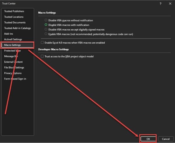 How to enable macros in Excel?
