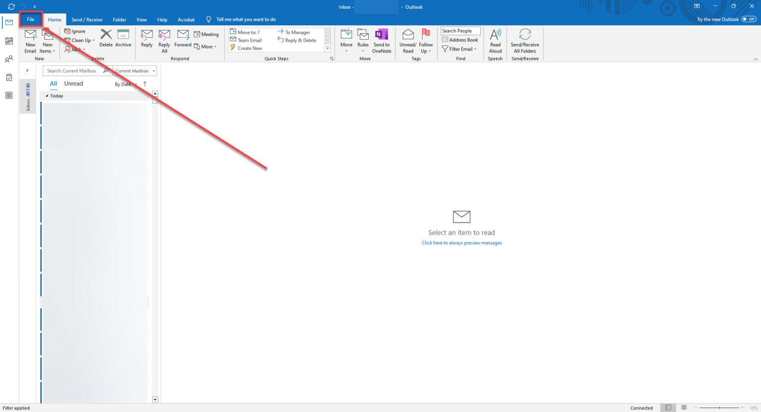 How to move Outlook toolbar from side to bottom?