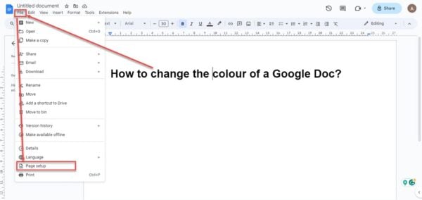 How to change the colour of a Google Doc?