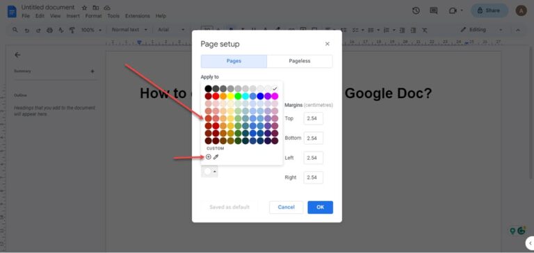 How to change the colour of a Google Doc?