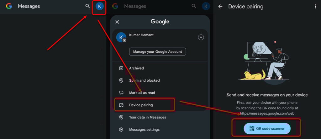 How to use messages.google.web?