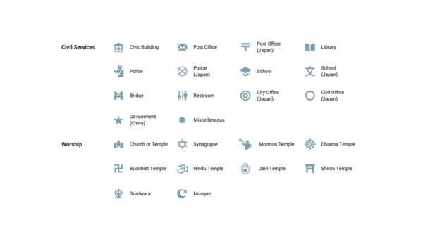 Google Maps symbols listed and explained