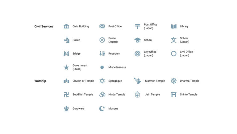 Google Maps symbols listed and explained