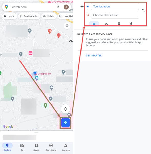 Google Maps symbols listed and explained