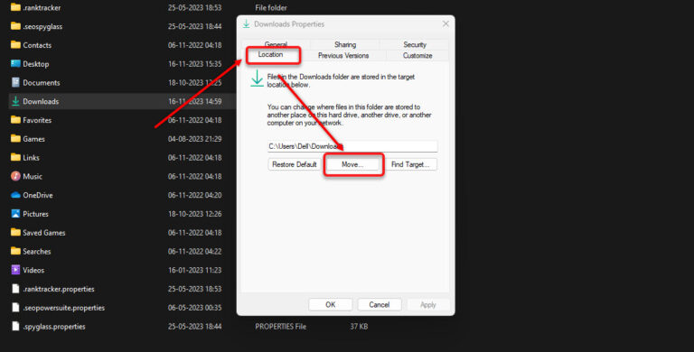 How to change the download location in Windows 11?